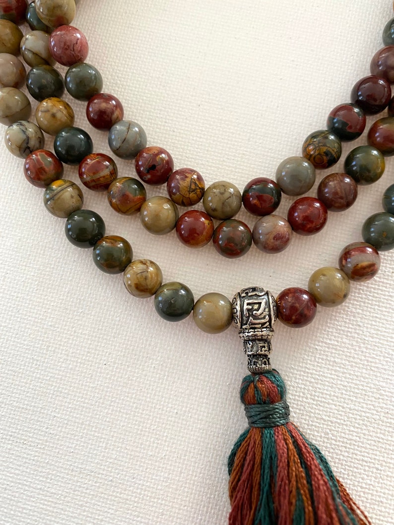 108 Bead Mala Prayer Meditation Healing Natural Gemstone Bead Necklace ...