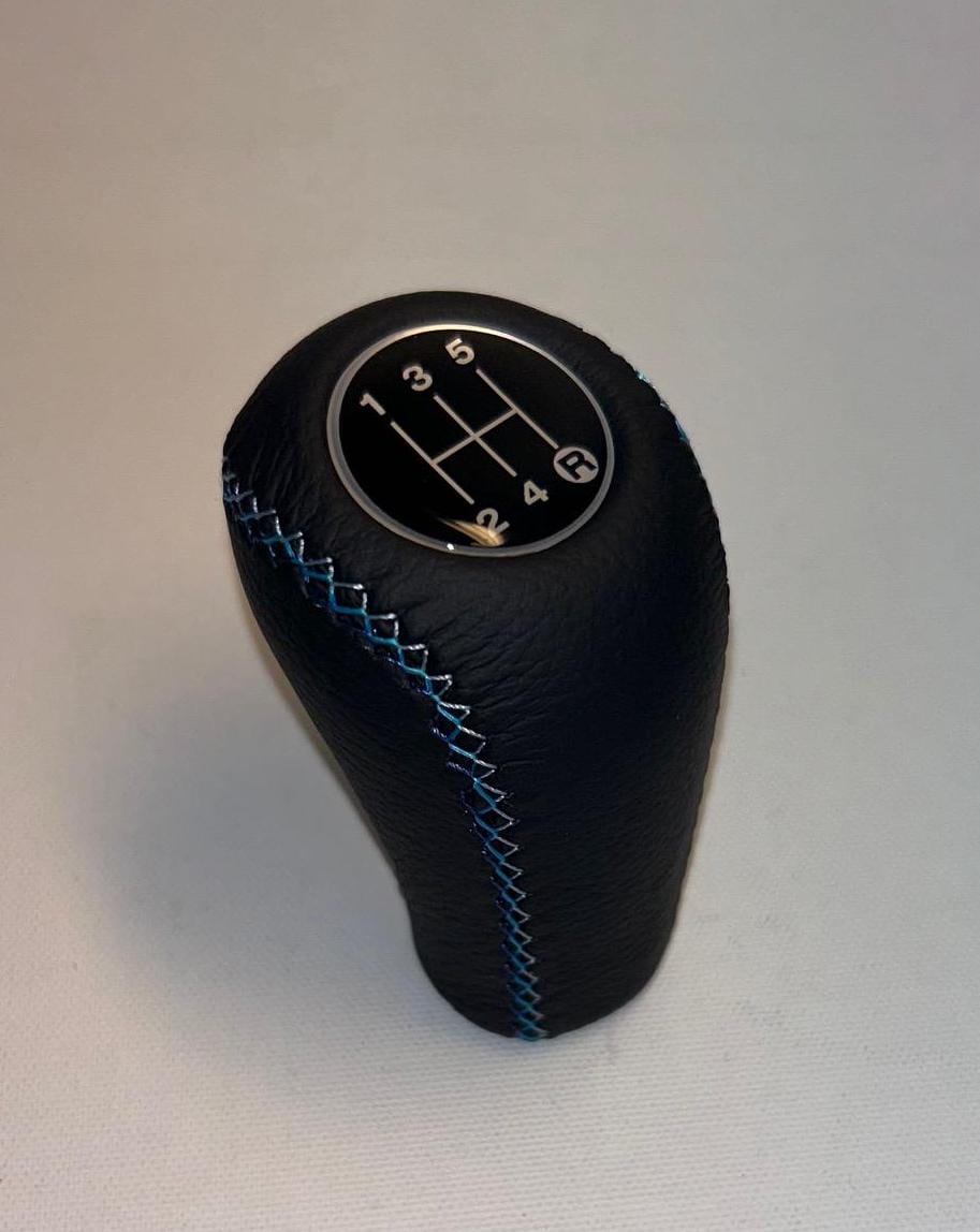 For Mitsubishi Gear Shift Knob Evo Ralliart 5 Speed Blue Stitches M10X1 ...