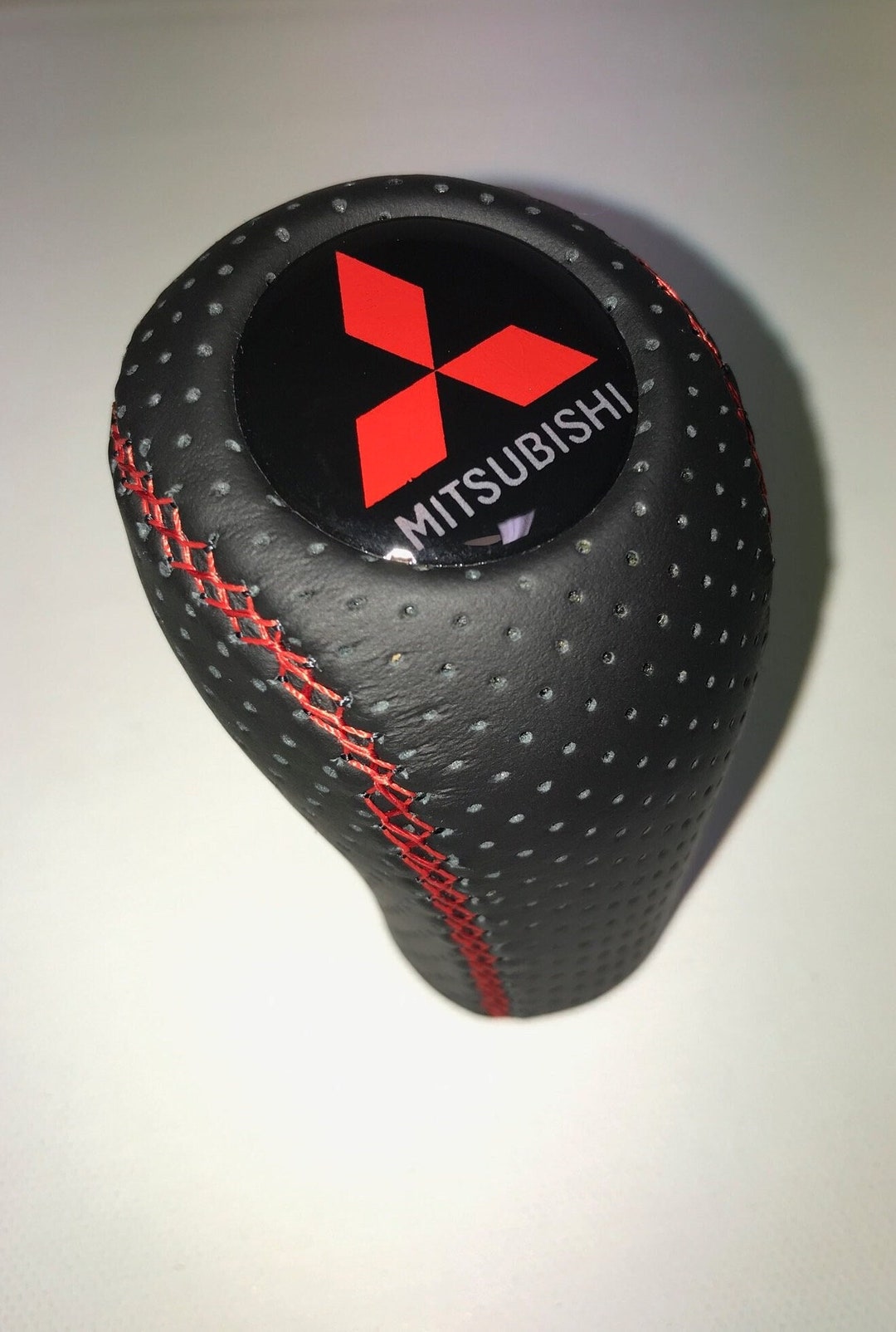 Mitsubishi Gear Shift Knob Ralliart Red Stitches 4-5 Speed Lance Evo ...
