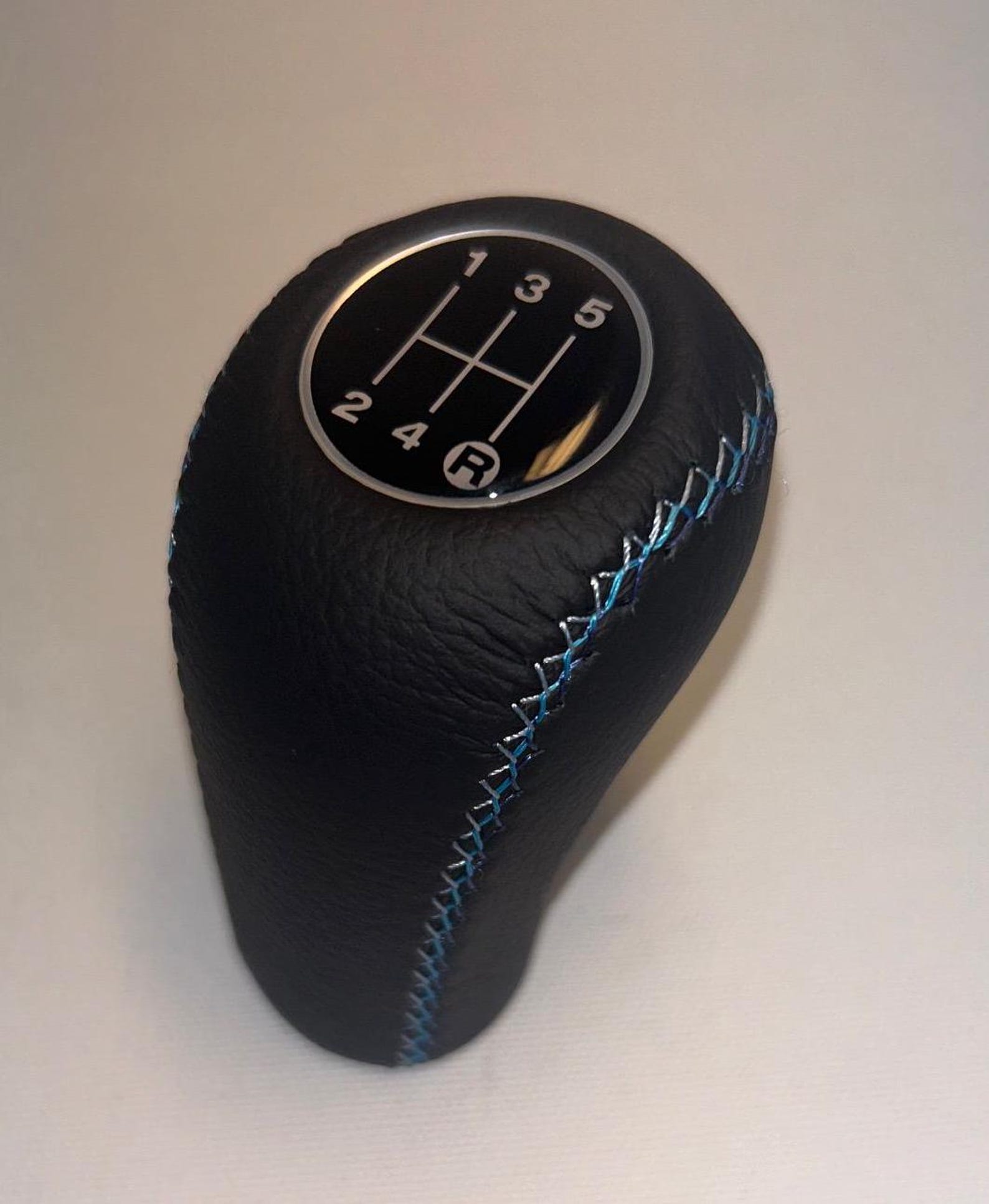 For Mitsubishi Gear Shift Knob Evo Ralliart 5 Speed Blue Stitches M10X1 ...