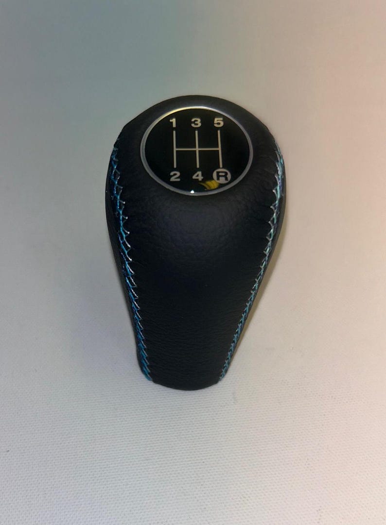 For Mitsubishi Gear Shift Knob Evo Ralliart 5 Speed Blue Stitches M10X1 ...