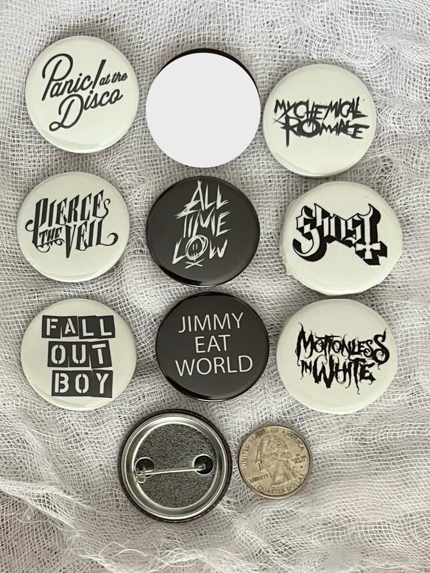 Emo Band Pin Back Button 1.5”. - Ghost - Panic - Fall Out Boy - All ...