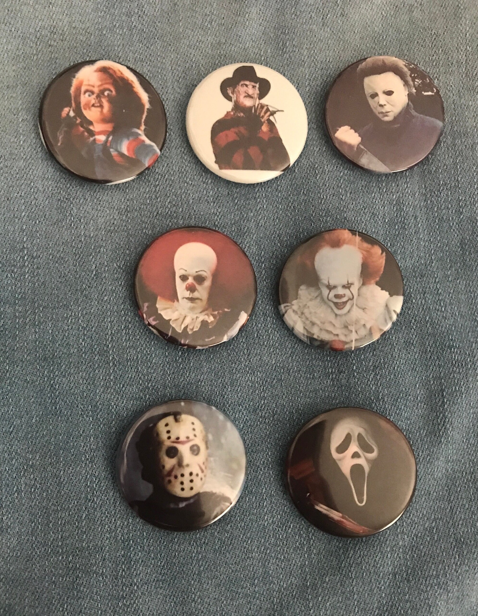 Horror Movie Pin Back Button 1.5. Chucky Freddy Krueger Jason It ...