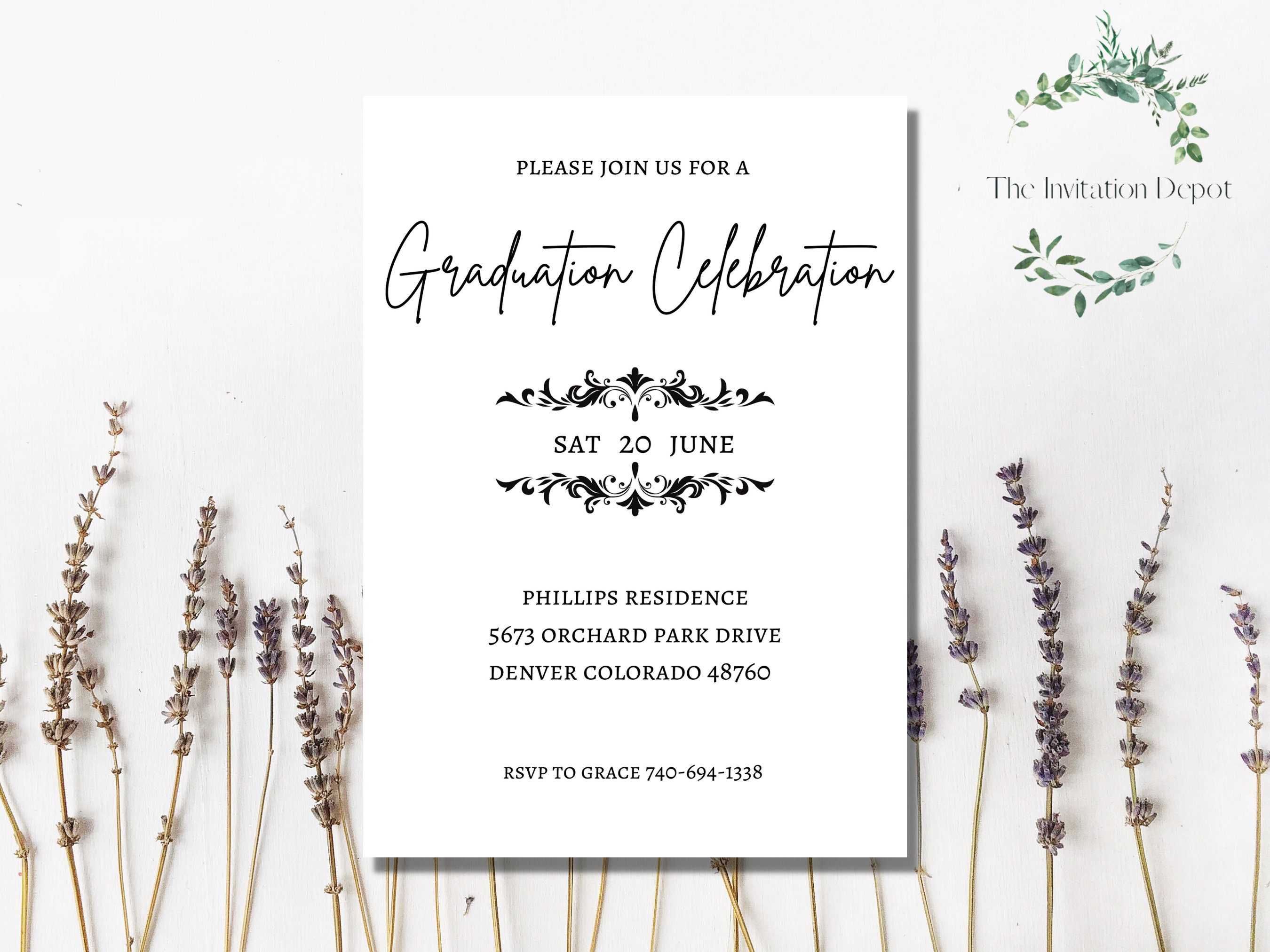 Graduation Party Invitation Template, Graduation Invitation, Simple ...