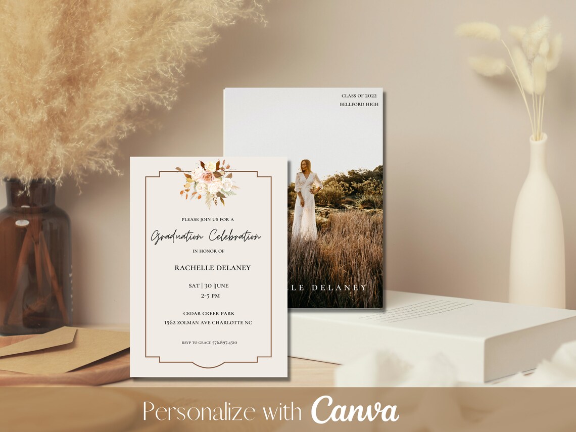 Graduation Invitation Template, Modern Graduation Invitation, Editable ...