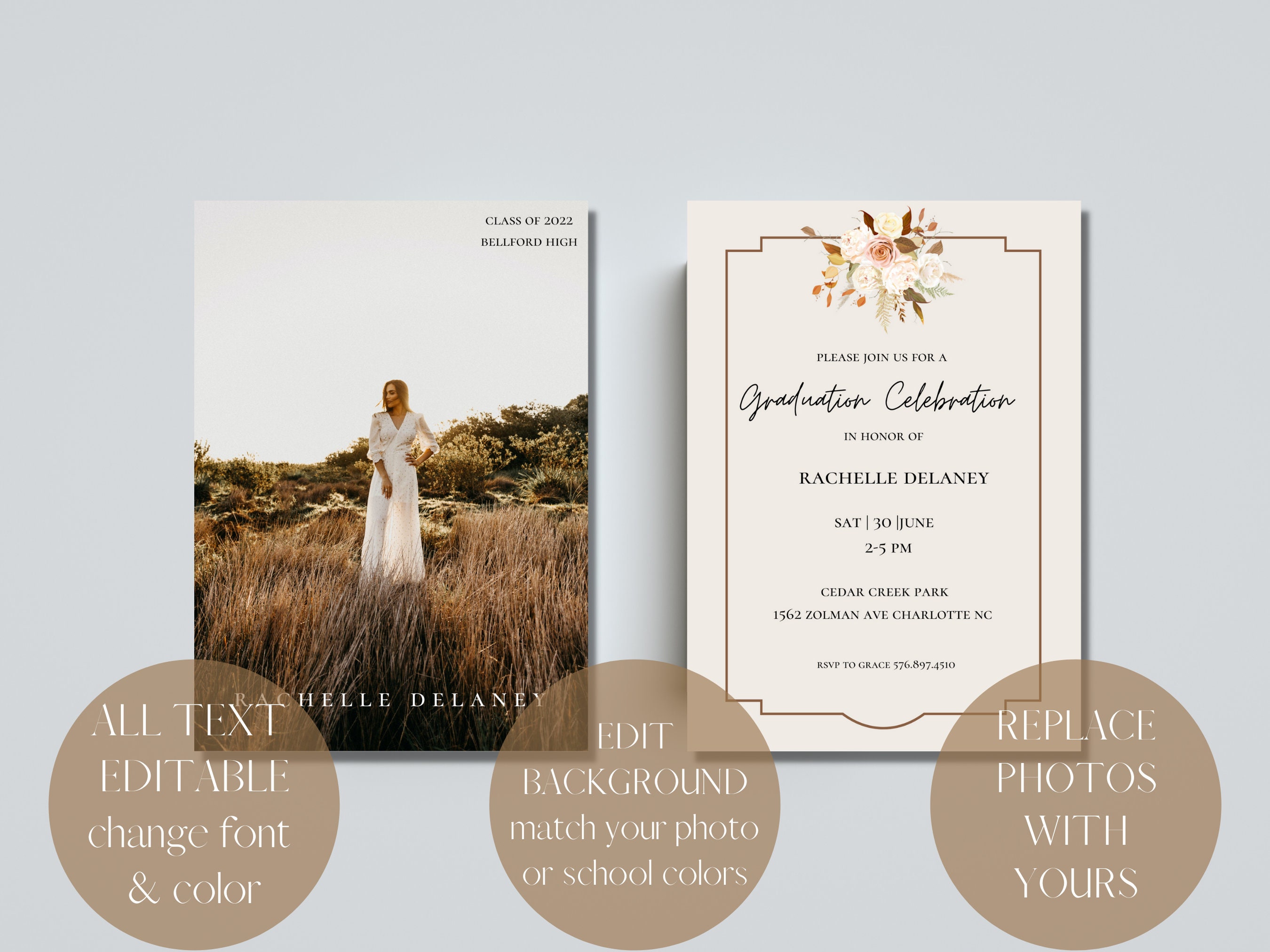 Graduation Invitation Template, Modern Graduation Invitation, Editable ...