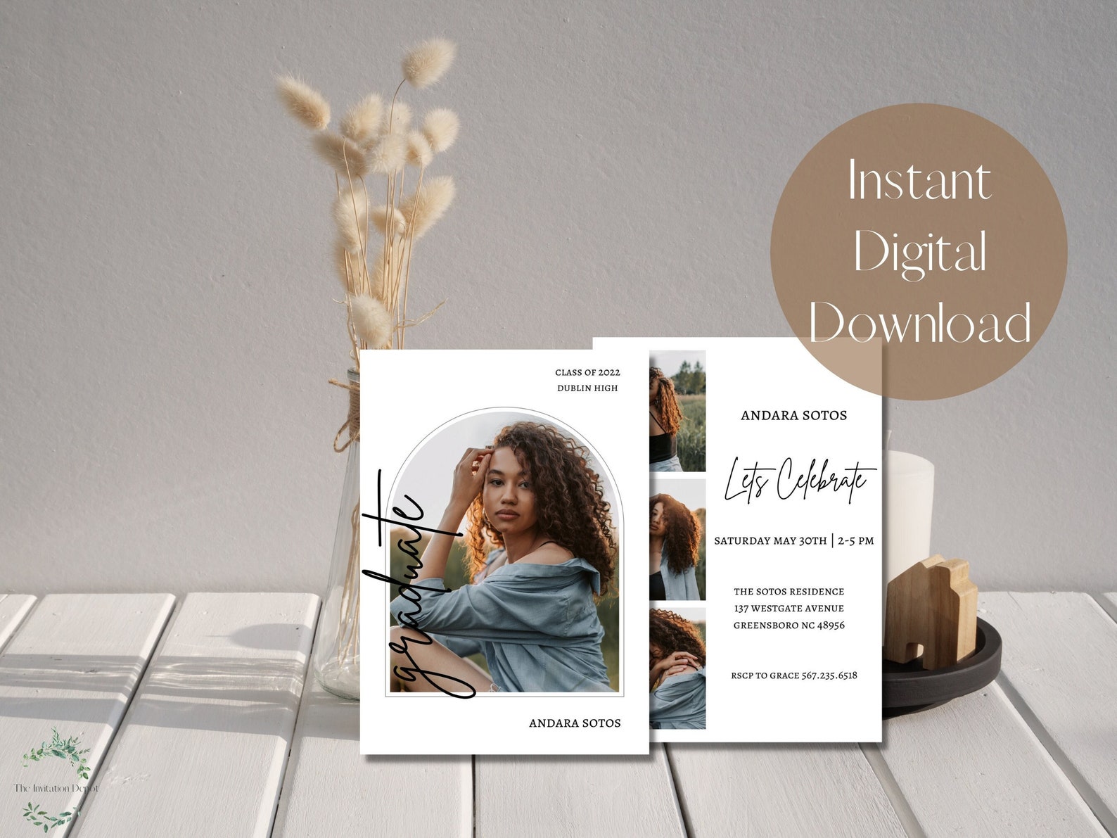 Graduation Invitation Template, Modern Graduation Invitation, Editable ...