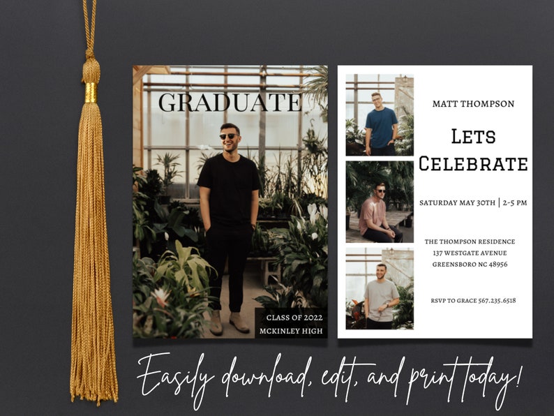 Graduation Invitation, Boy Graduation Invitation, Graduation Invitation ...