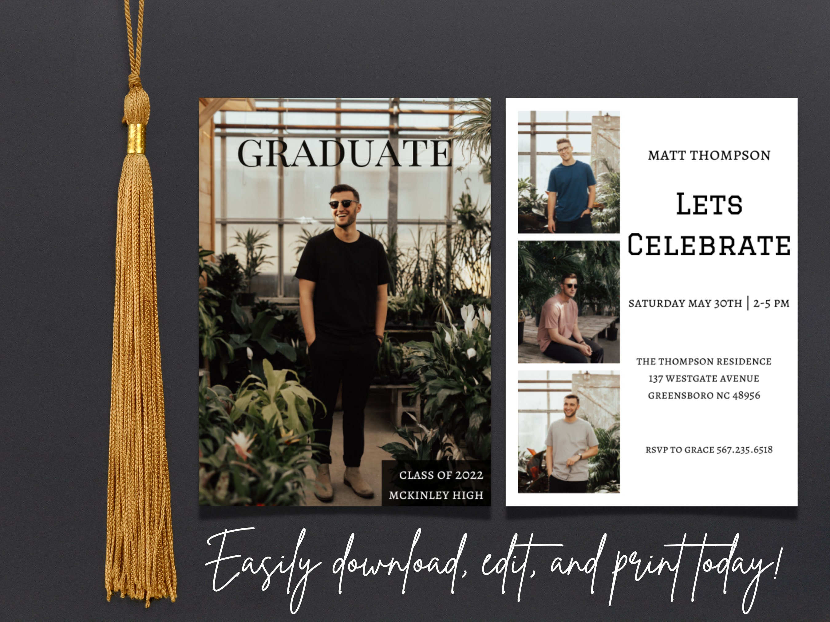 Graduation Invitation, Boy Graduation Invitation, Graduation Invitation ...