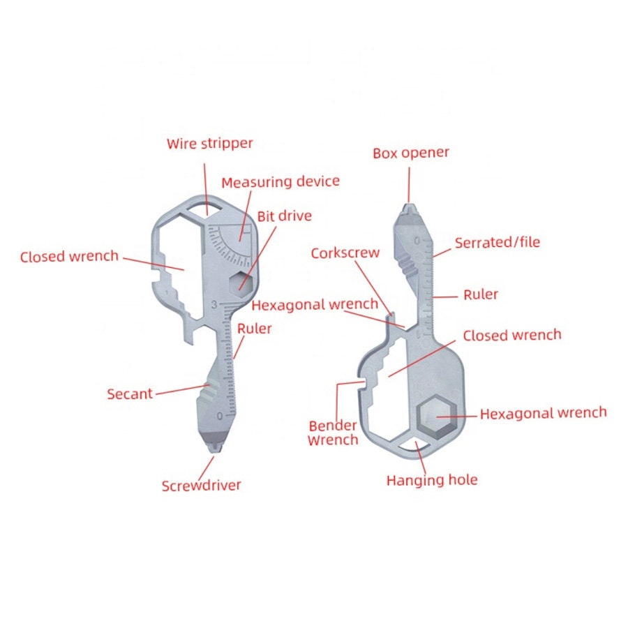 Stainless Steel Key Shaped Pocket Tool for Your Keychain (TSA Friendly ...