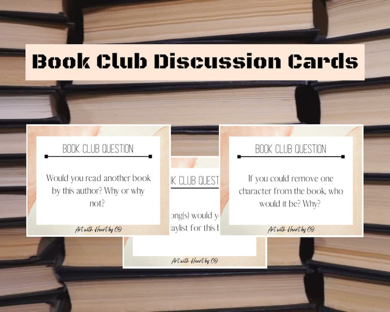 Book Club Discussion Questions, Book Club Cards - Etsy