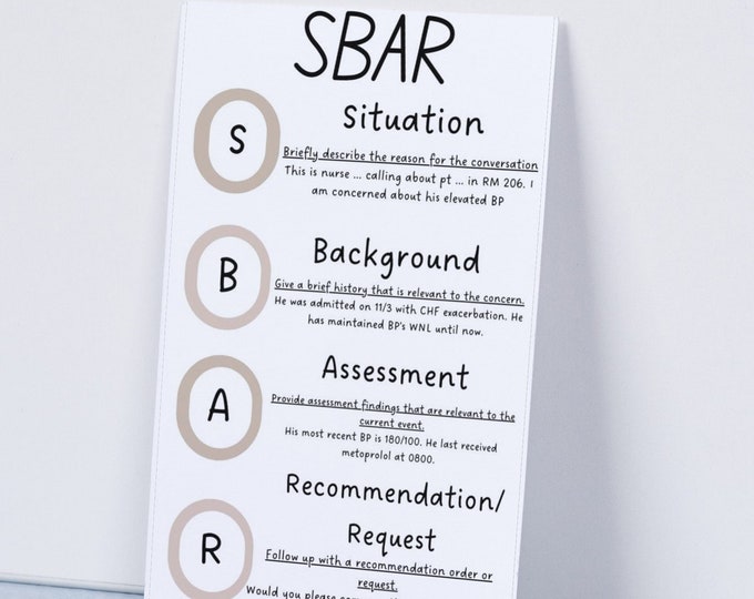 SBAR Badge Buddy Printable/ Nursing School/ RN - Etsy Canada