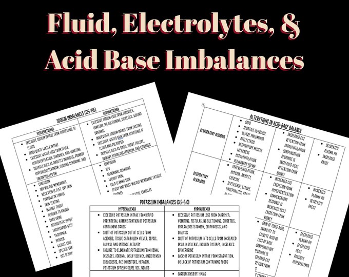 Fluid, Electrolyte, & Acid Base Imbalances/ Nursing Notes/ RN Notes ...