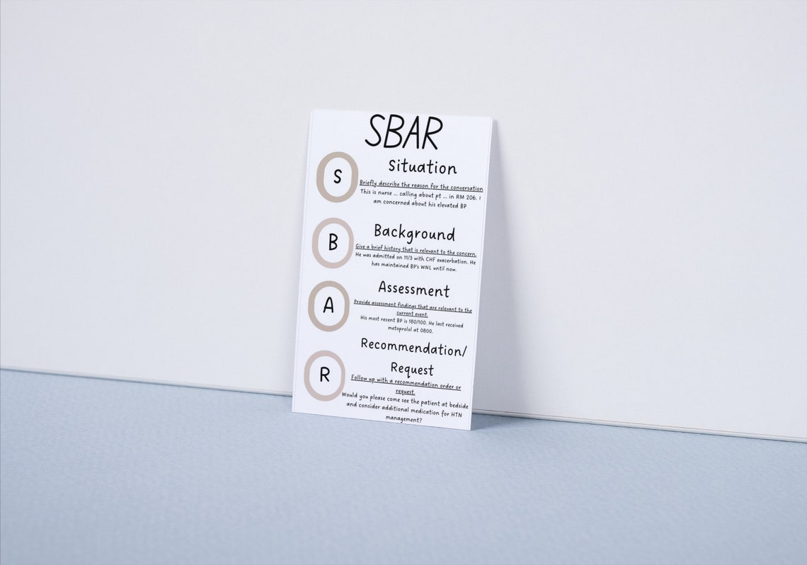 SBAR Badge Buddy Printable/ Nursing School/ RN - Etsy Canada
