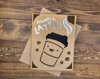 Thank You Card-friendship Card-thanks a Latte Card-wiper Card-3d ...