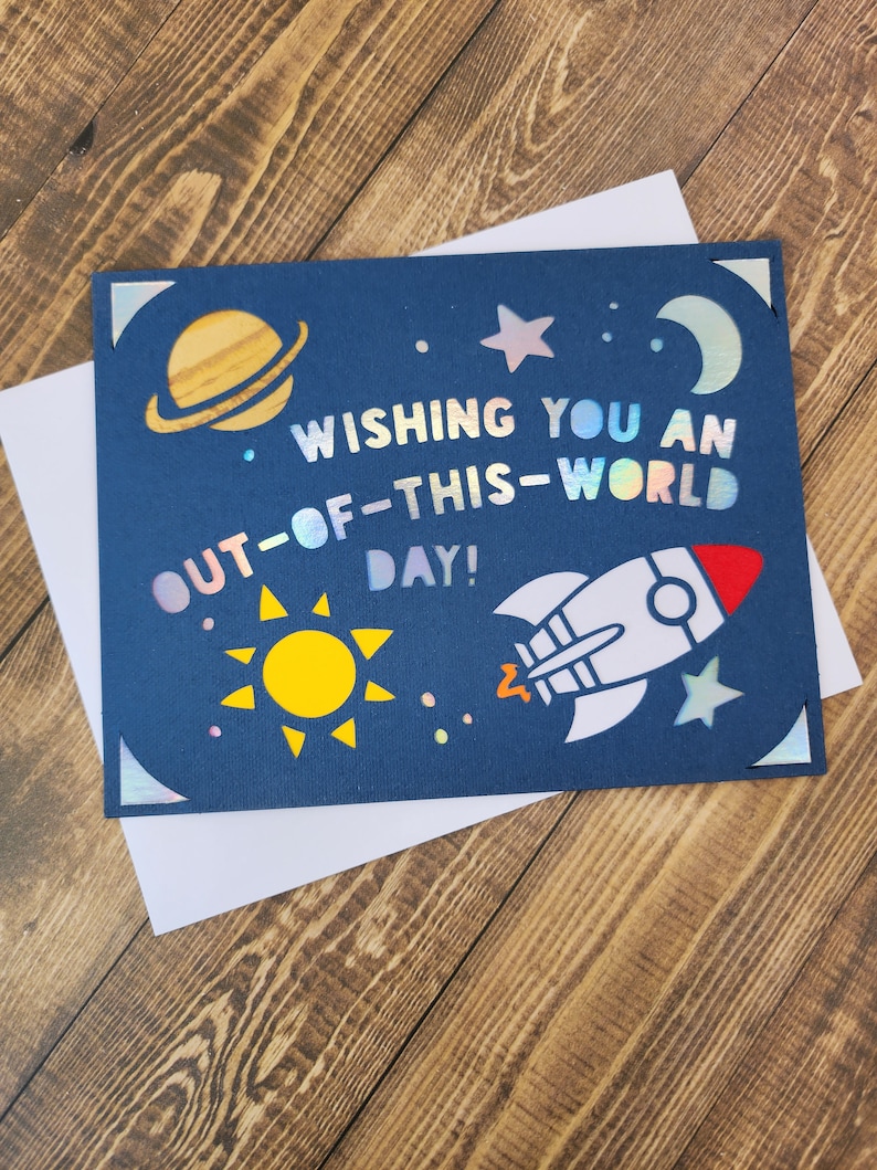 Outer Space Birthday Card Kids Birthday Card Greeting Card - Etsy