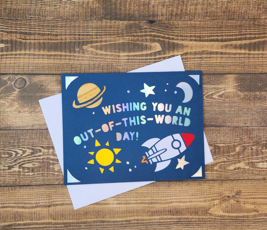 Outer Space Birthday Card, Kids Birthday Card, Greeting Card, Birthday ...