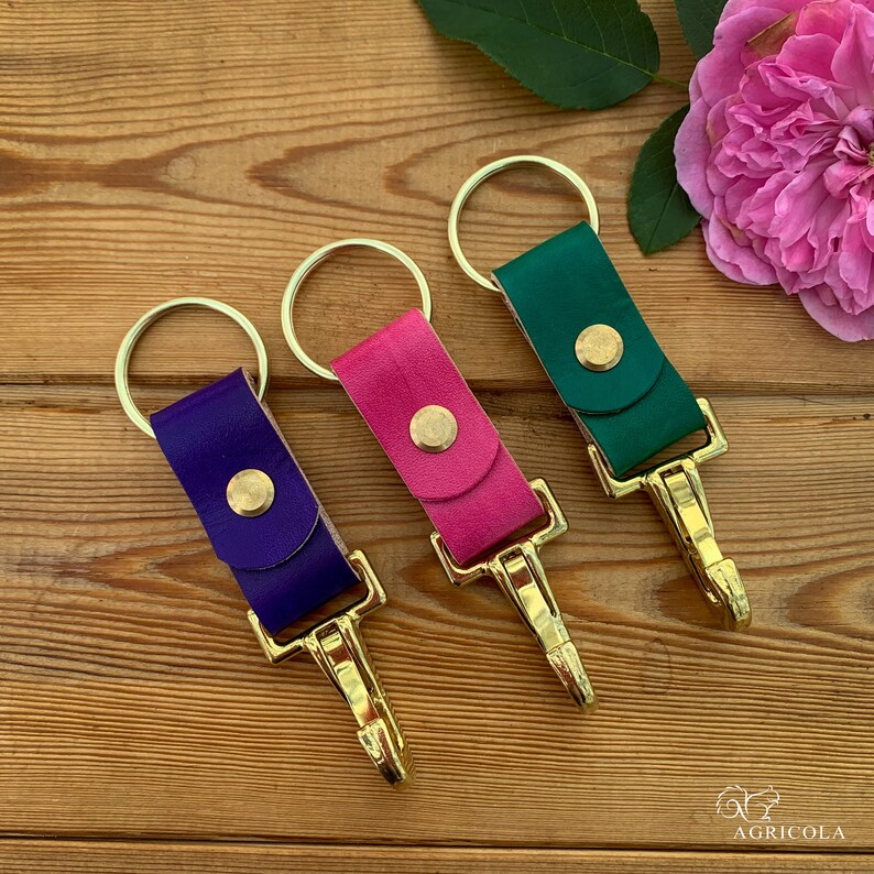 Personalised Artisan Hand-dyed Leather Crocodile Print Key Clips / Key ...