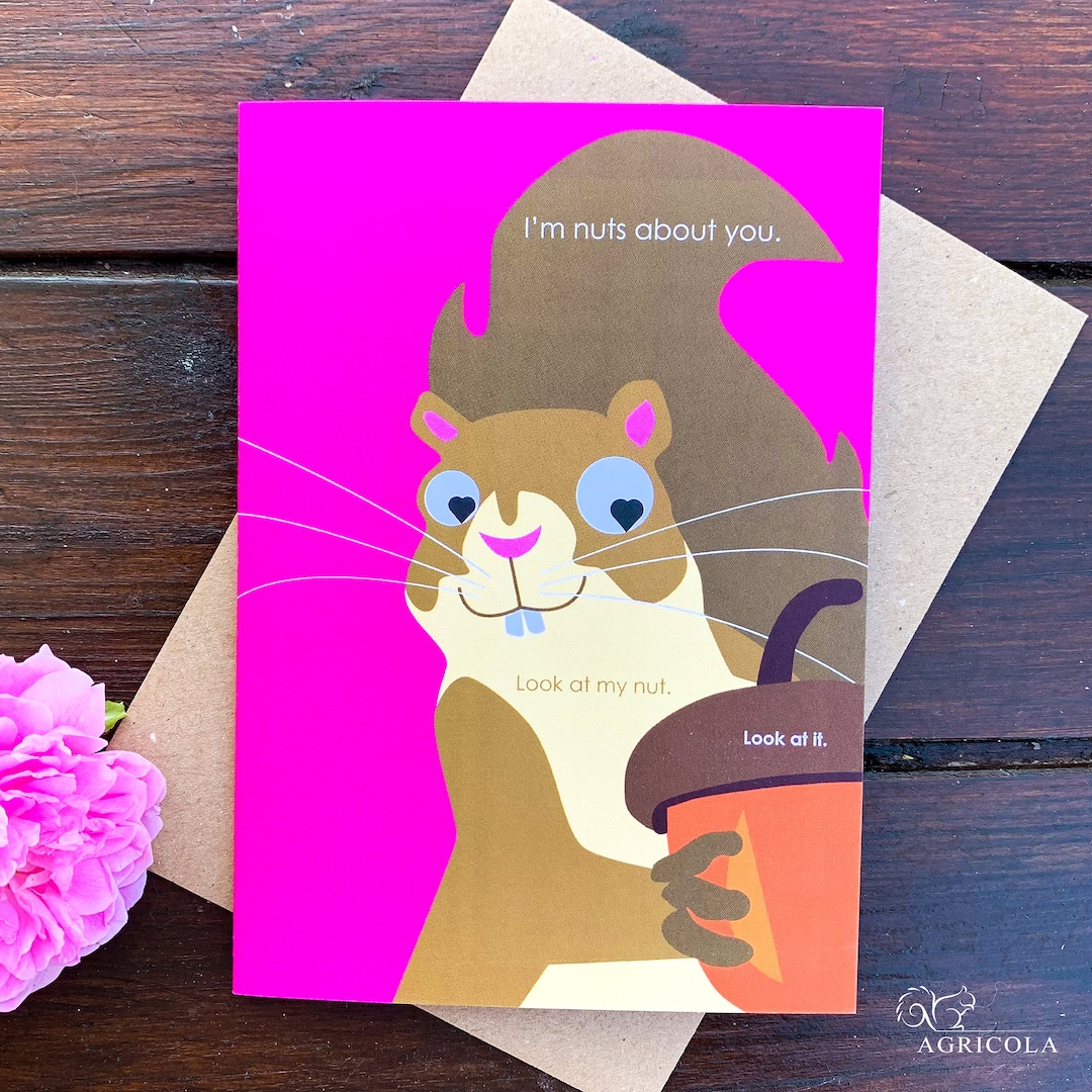 I'm Nuts About You / Squirrel Greeting Card / Valentine's Day Card ...