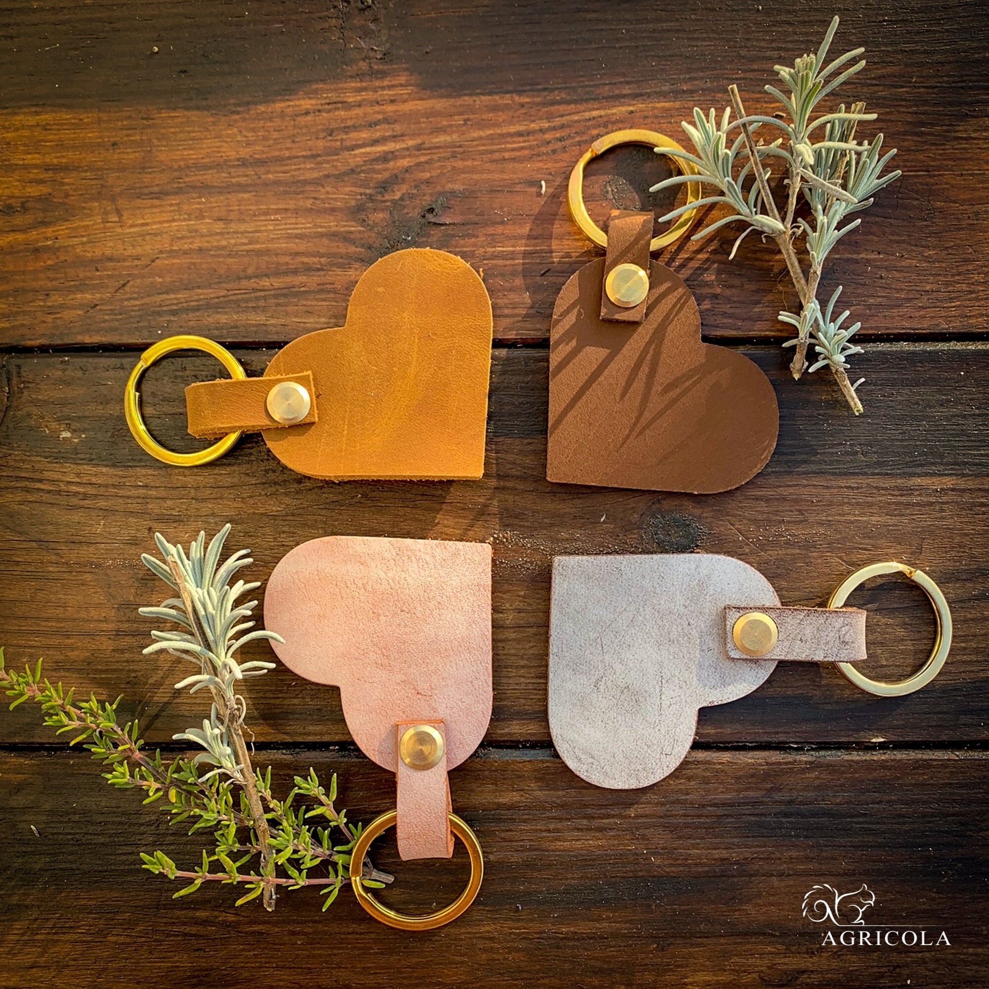 Personalised Handmade Leather Heart Keyring / Bridesmaid Gift / Wedding ...