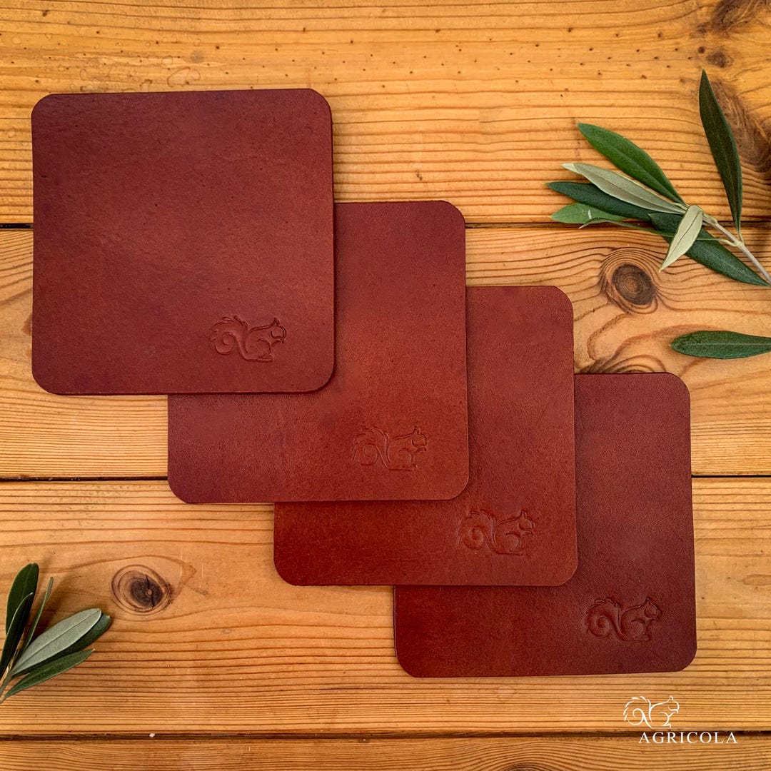 Personalized Leather Coaster, Handmade Squirrel Embossed Coaster - Etsy