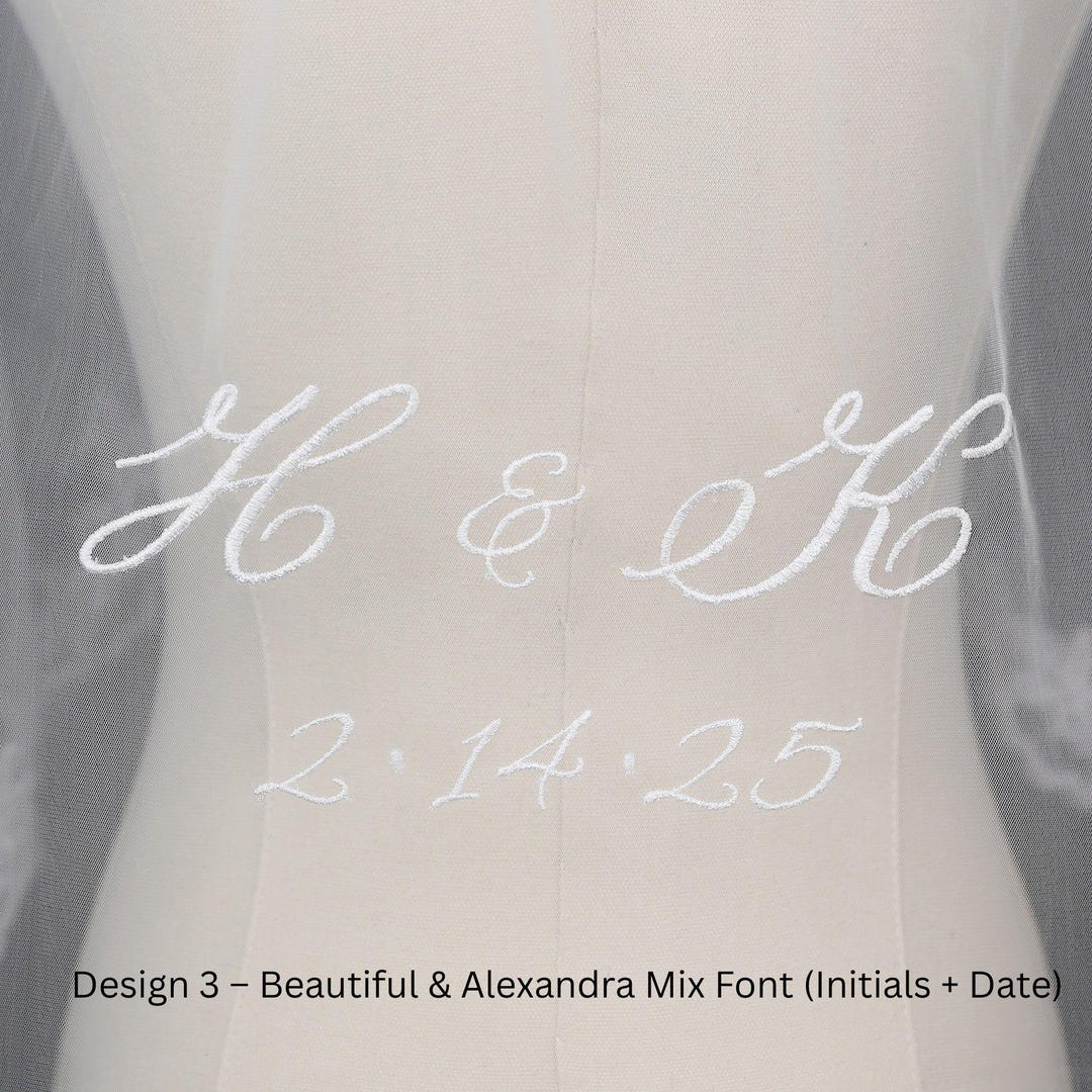 Wedding Veil Embroidery Add-on | Custom Embroidered Bridal Veil With ...
