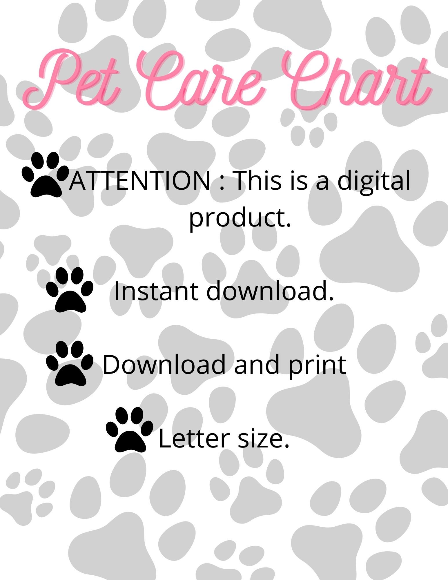 Pet Care Chart, New Puppy Schedule, Family Dog Sitter Schedule, Dog ...