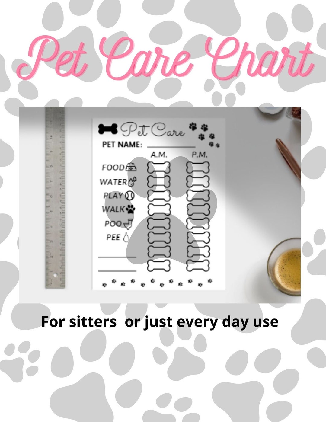 Pet Care Chart, New Puppy Schedule, Family Dog Sitter Schedule, Dog ...