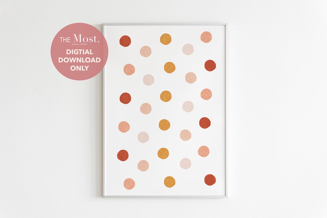 Boho Abstract Polka Dots Wall Art, Boho Polka Dots Digital Prints, Boho ...