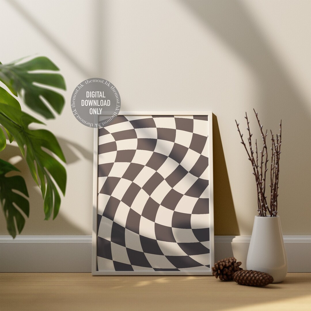 Checkered Groovy Retro Wall Art Print, Retro Decor, Retro Poster ...