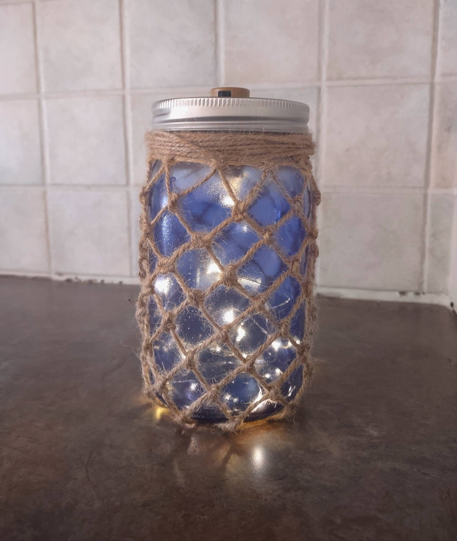 Fishnet Sparkle Jar With LED Lights - Etsy