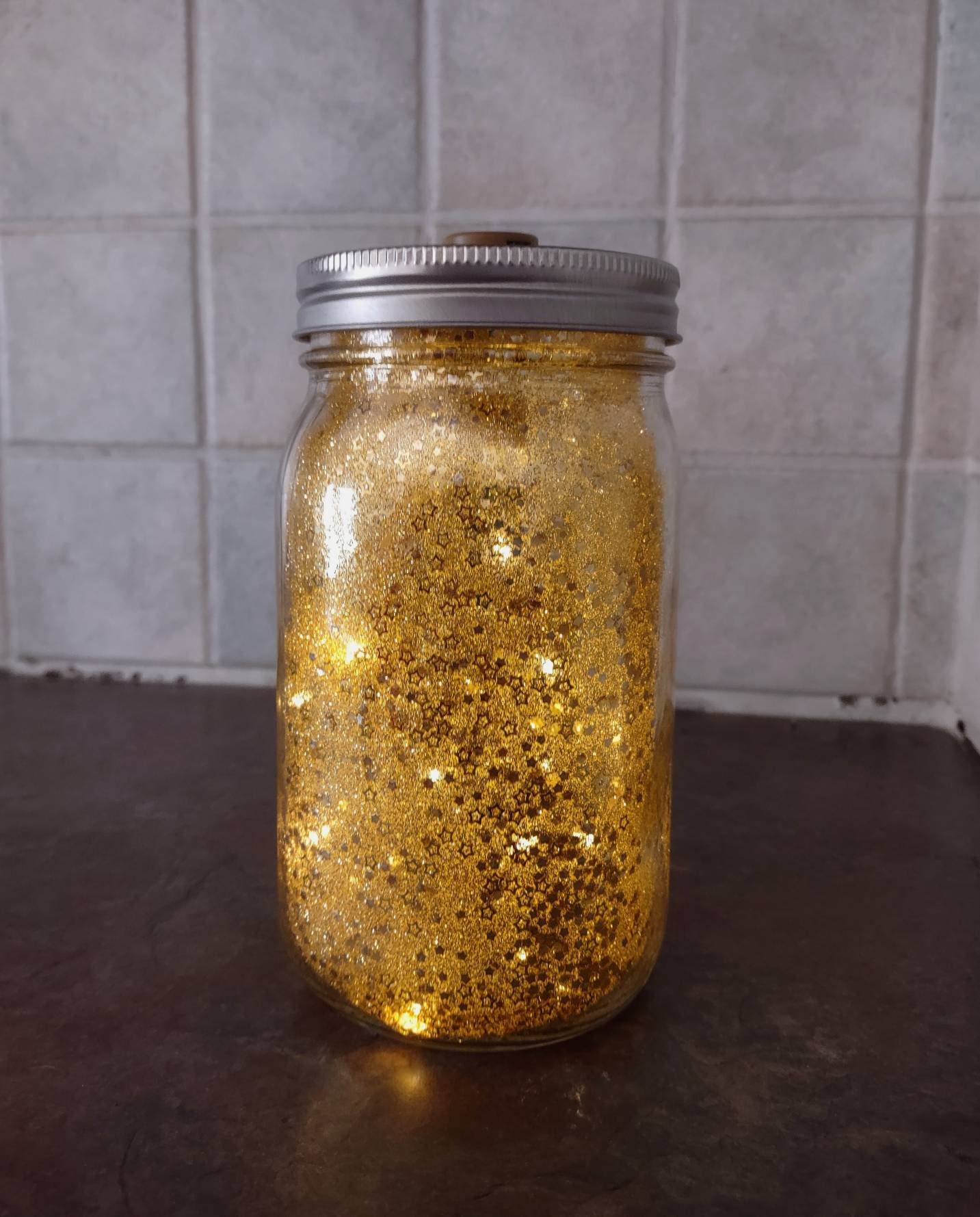 Glitter Sparkle Jar With LED Lights - Metallic Colors - Etsy