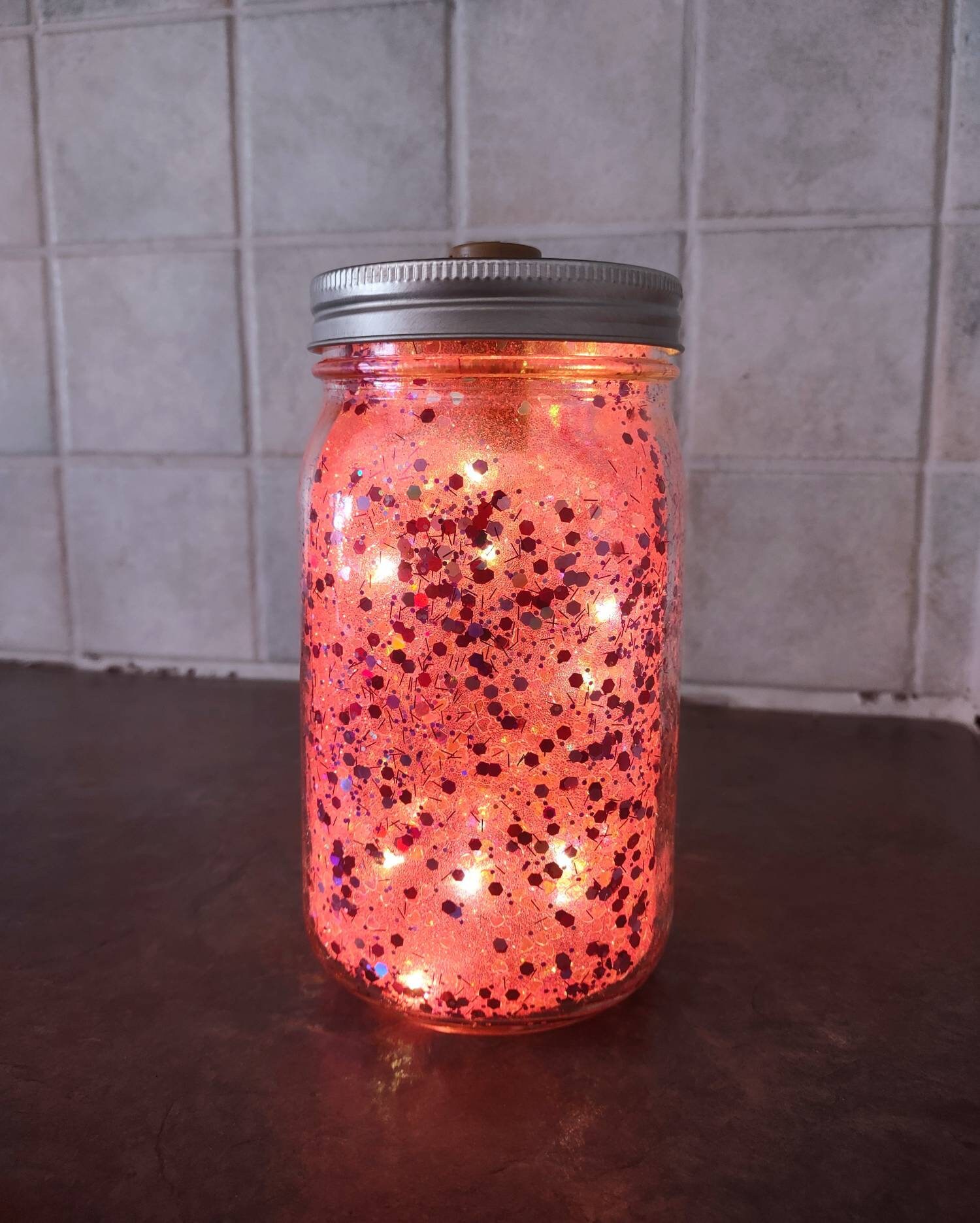 Glitter Sparkle Jar With LED Lights - Alternate Colors - Etsy