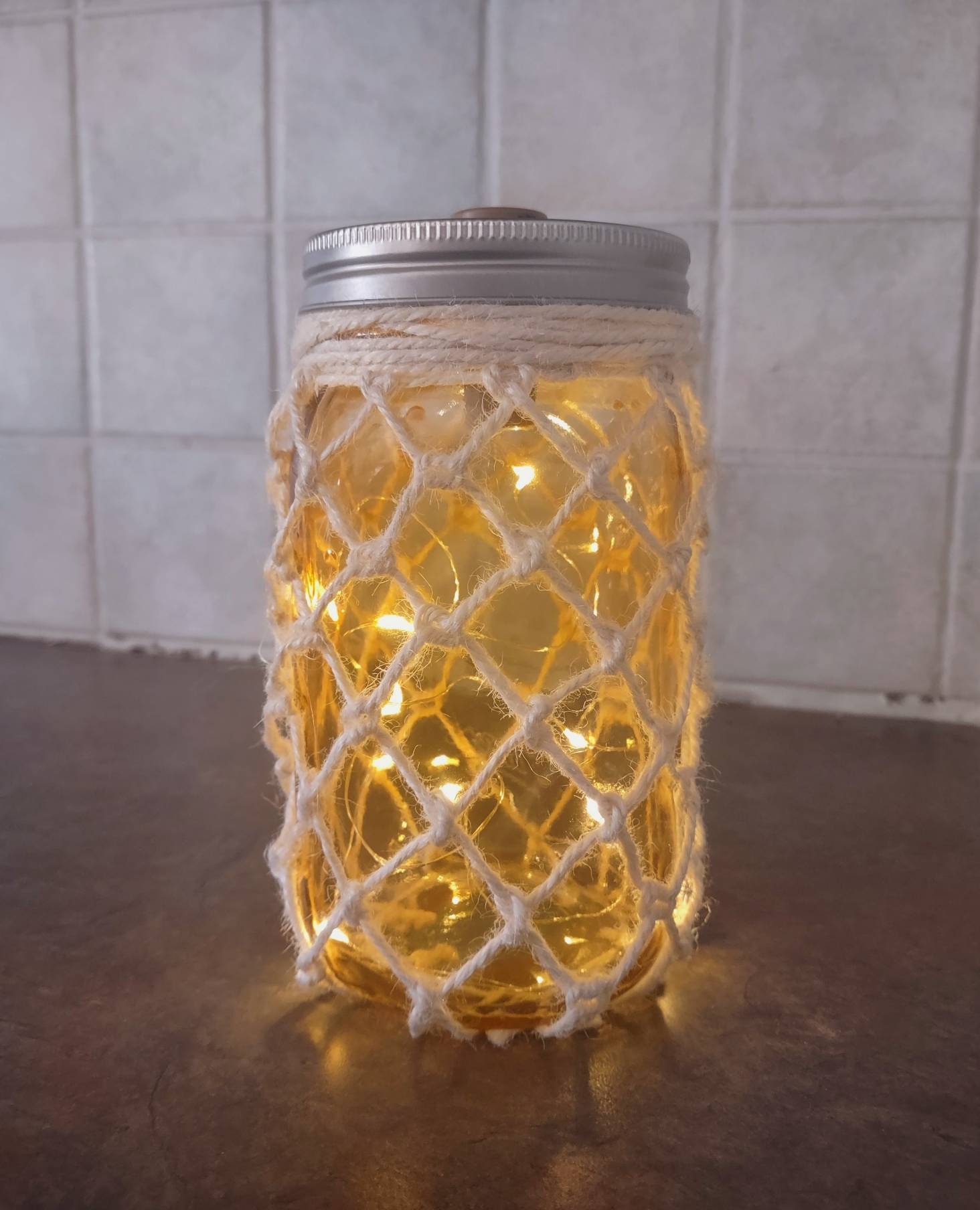 Fishnet Sparkle Jar With LED Lights - Etsy
