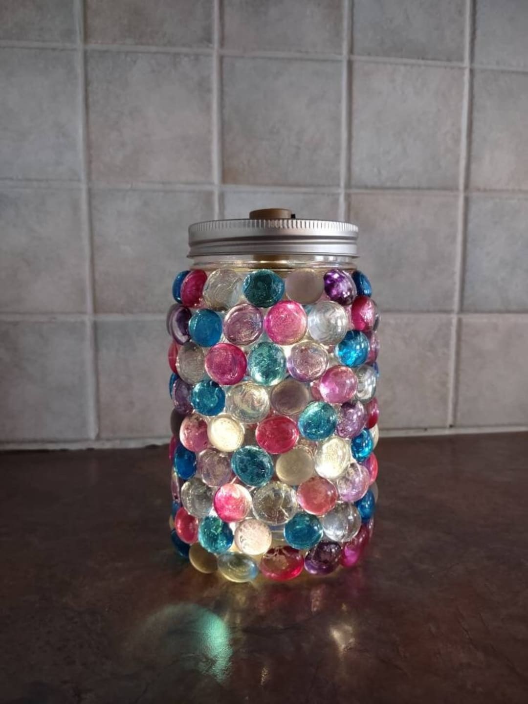 Beaded Sparkle Jar - Pink and Blue - Etsy
