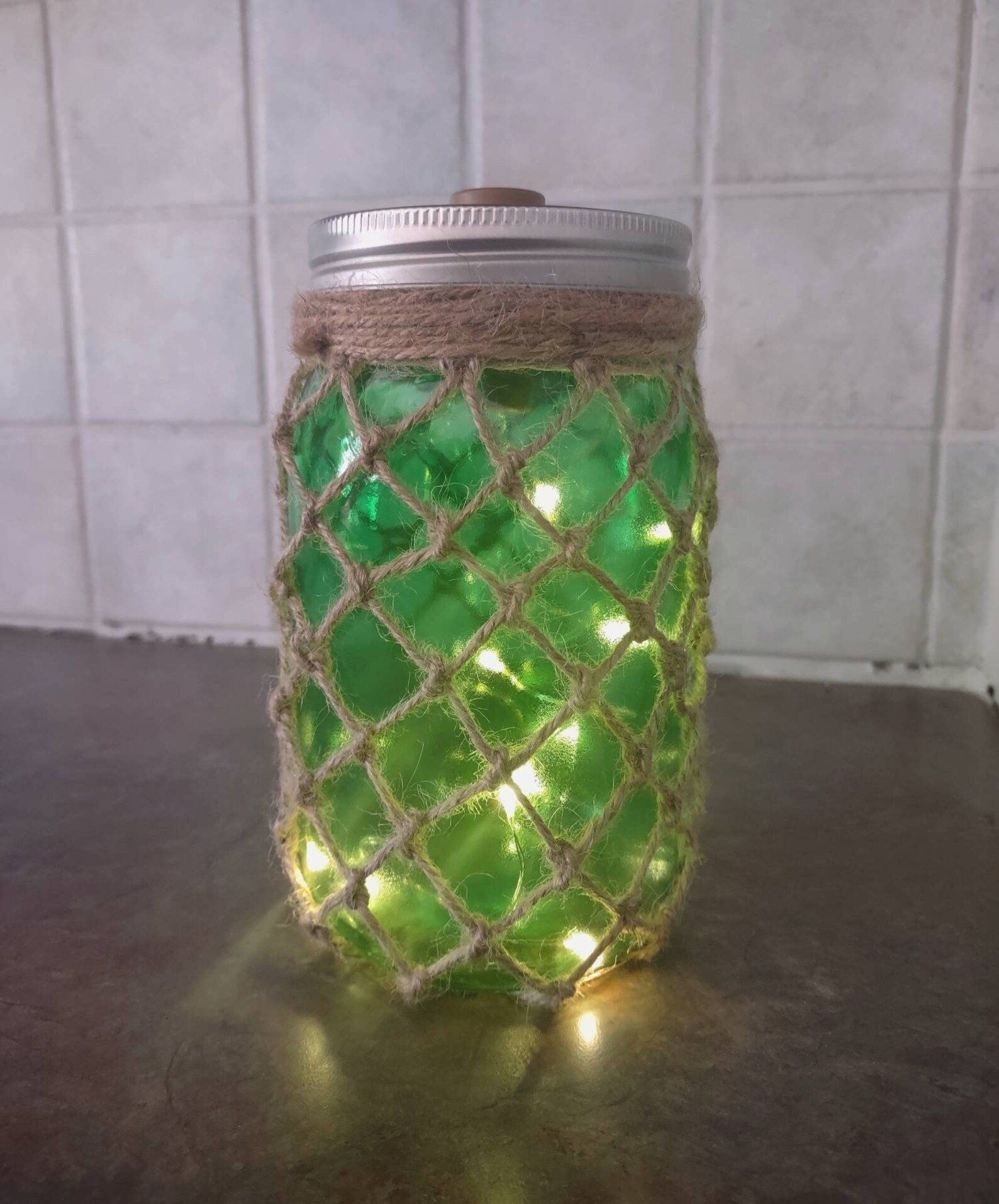 Fishnet Sparkle Jar With LED Lights - Etsy
