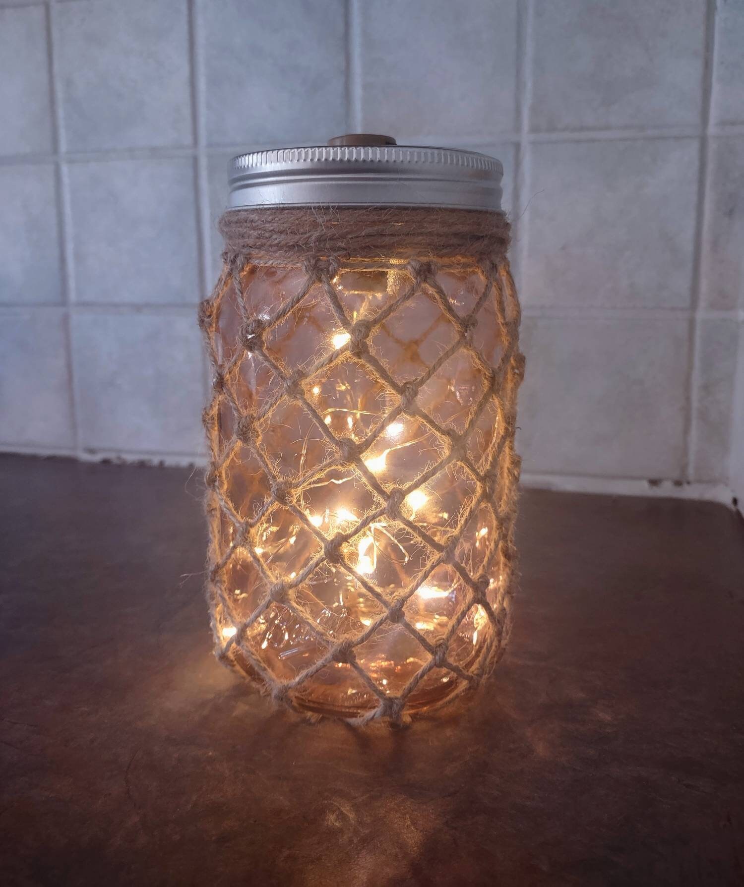 Fishnet Sparkle Jar With LED Lights - Etsy