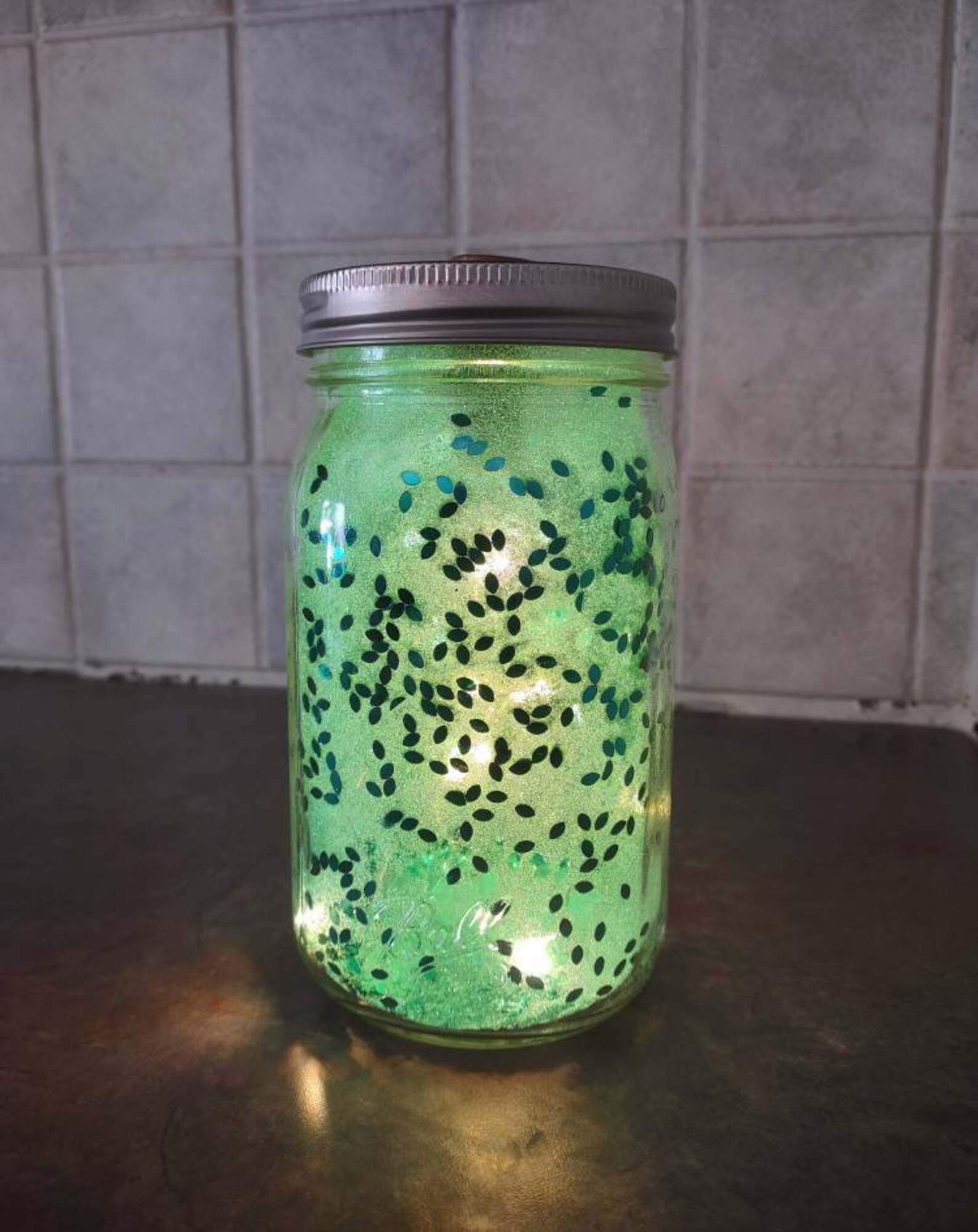 Glitter Sparkle Jar With LED Lights - Alternate Colors - Etsy
