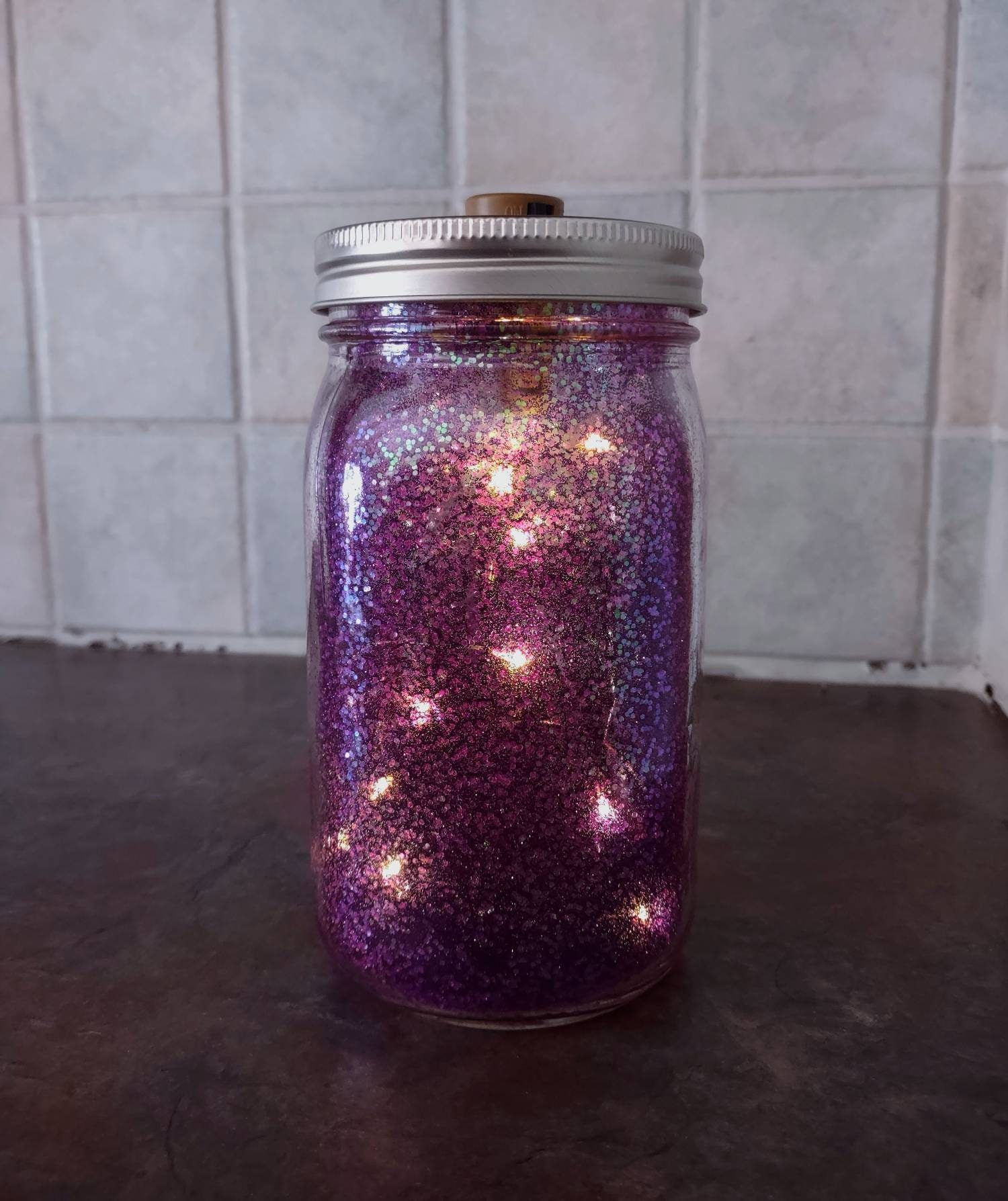 Glitter Sparkle Jar With LED Lights - Alternate Colors - Etsy