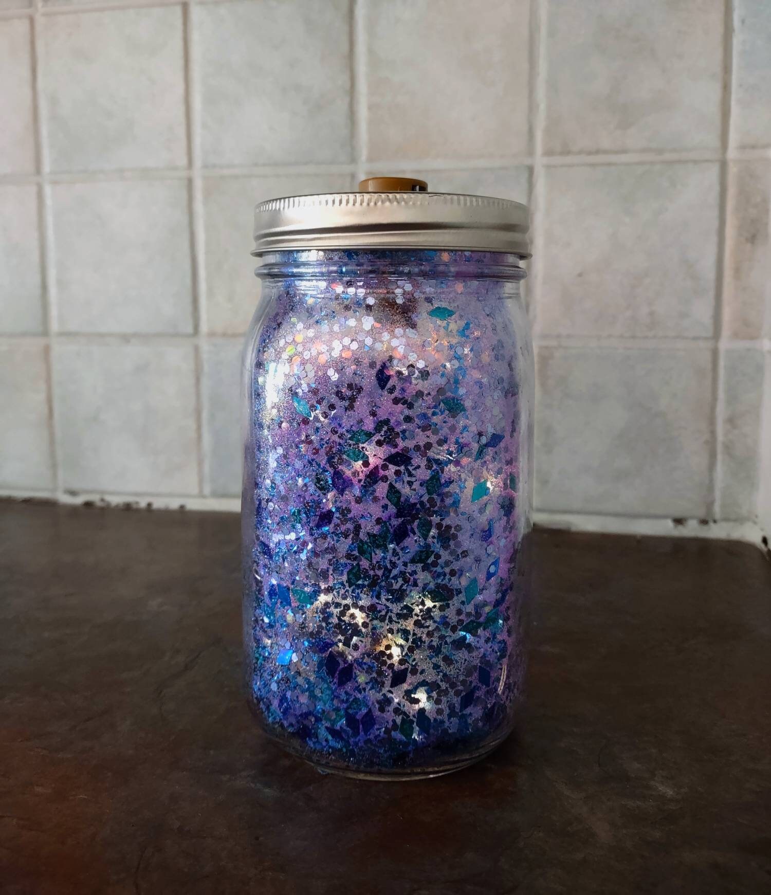 Glitter Sparkle Jar With LED Lights - Alternate Colors - Etsy