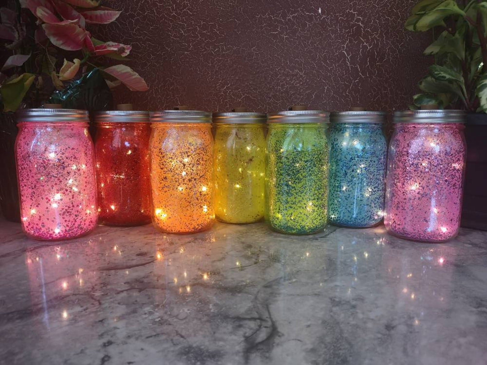 Glitter Sparkle Jar With LED Lights - Basic Colors - Etsy