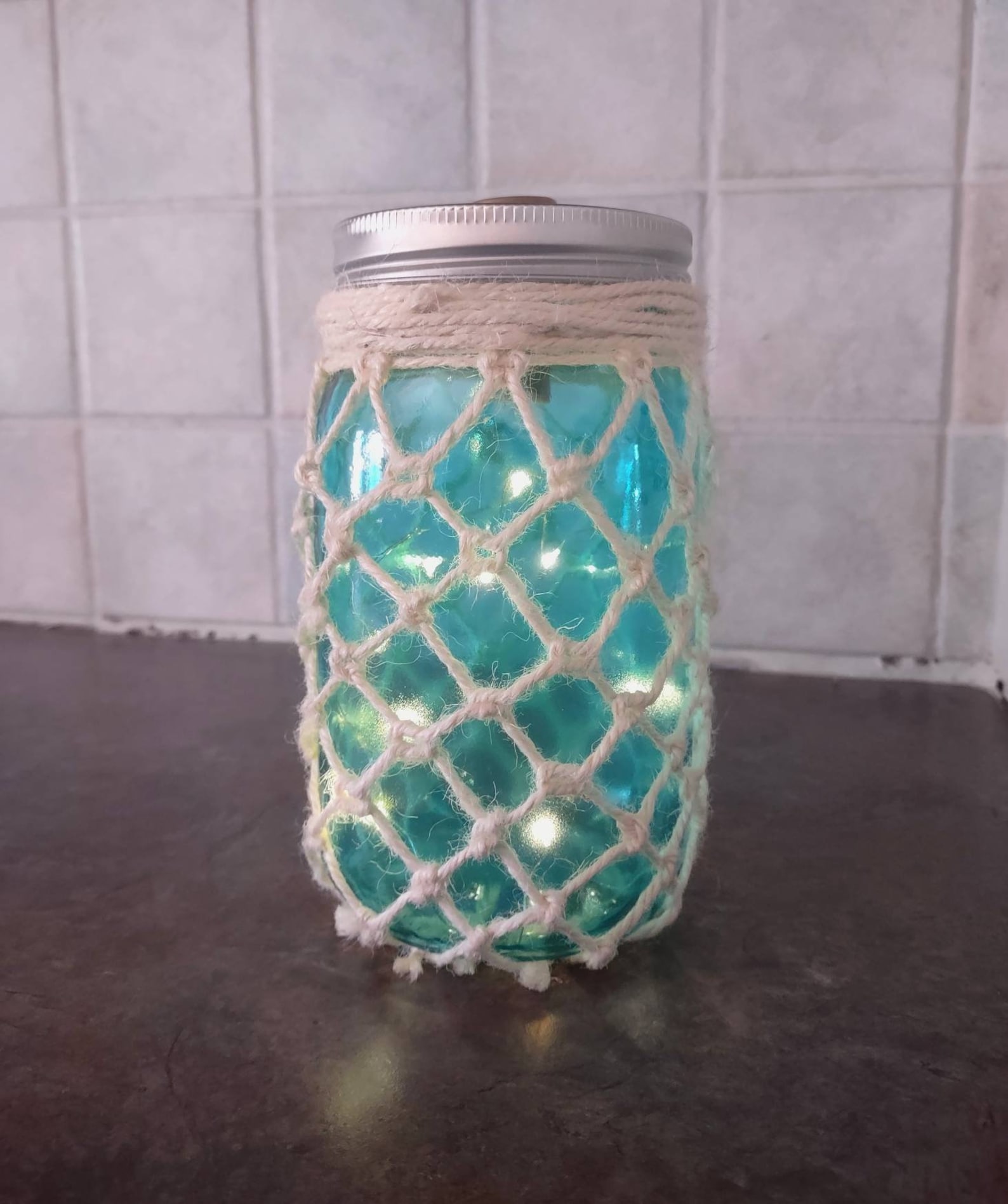 Fishnet Sparkle Jar With LED Lights - Etsy