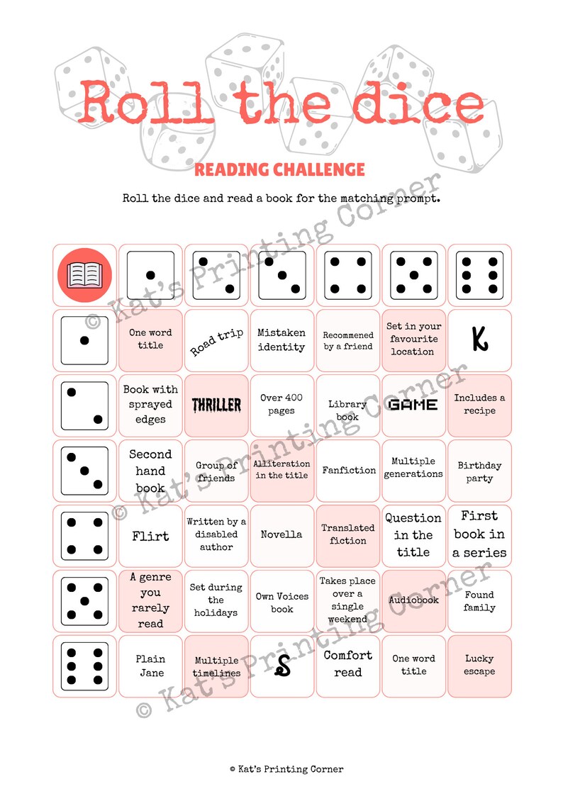 Roll the Dice Reading Challenge - Random Reading Challenge for ...