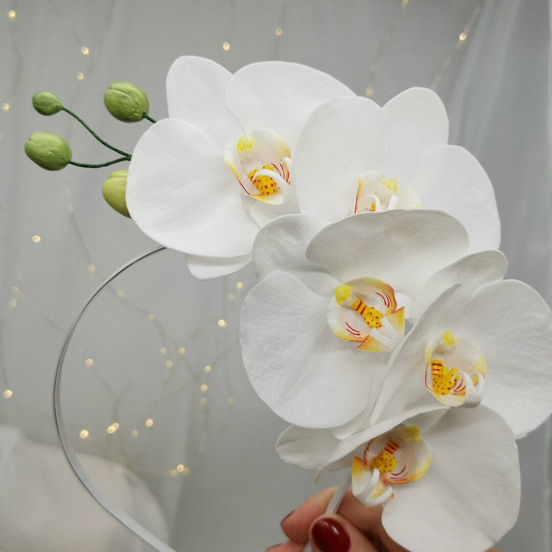 Bridal Orchid Headband White, Wedding Orchid Fascinator, Orchid Bridal ...