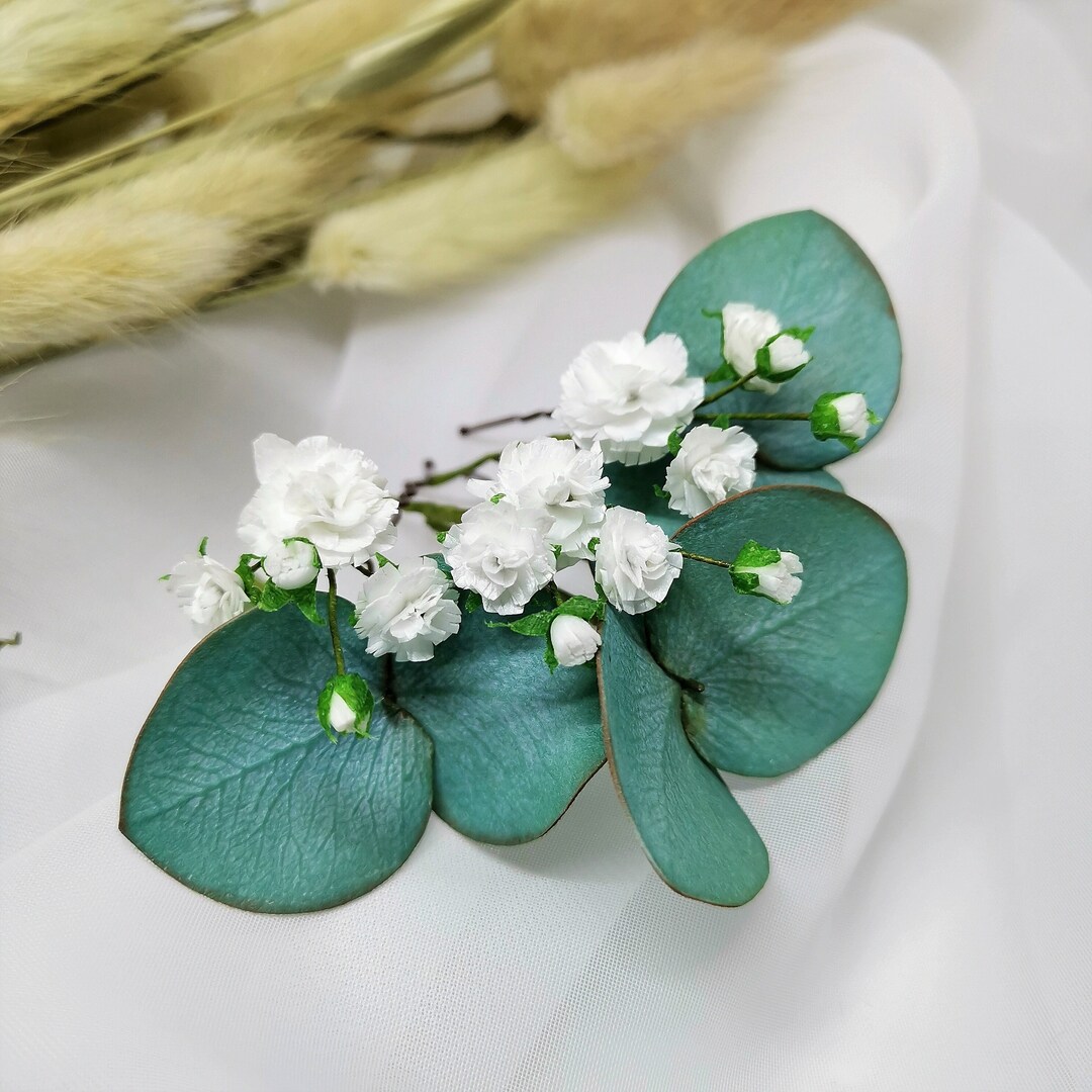 Eucalyptus Hair Pins, Gypsophila Hair Pins, Greenery Wedding Hair Pins ...
