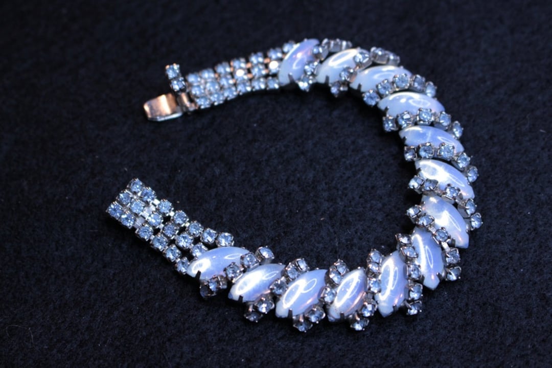 Vintage Light Blue Moonstone and Sapphire Bracelet - Etsy
