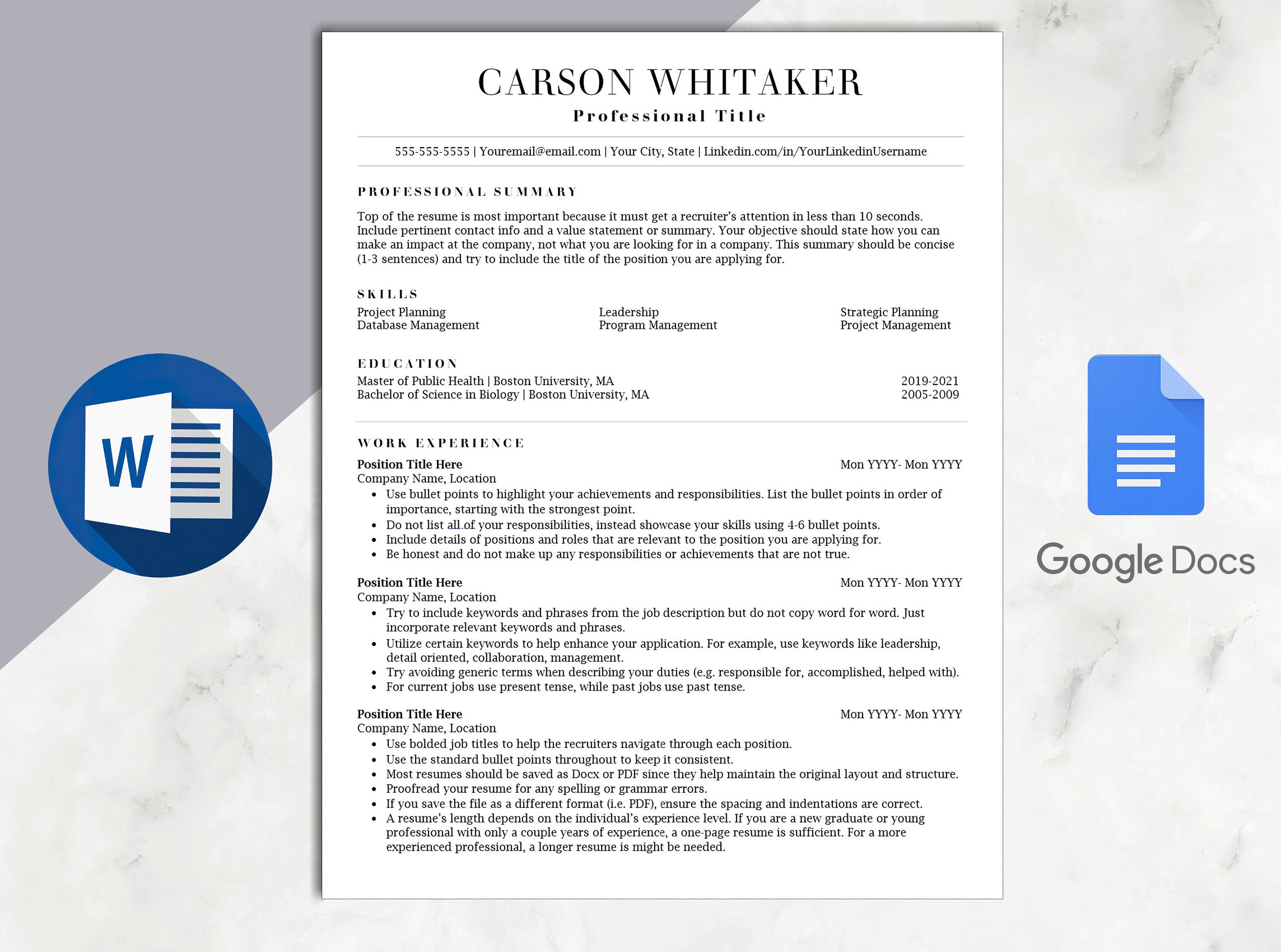 Resume Templates Google Docs Modern Word Resume Template Word ...