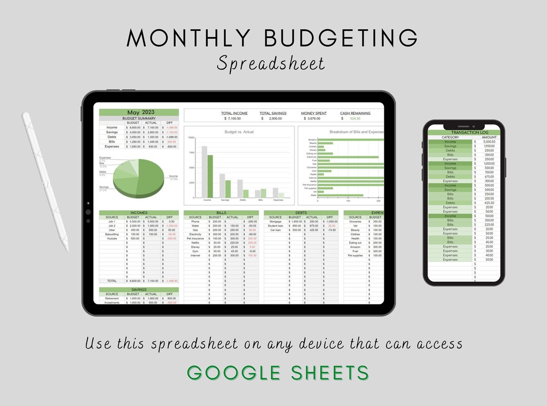 Ultimate Monthly Budget Template for Google Sheets Digital Budget ...