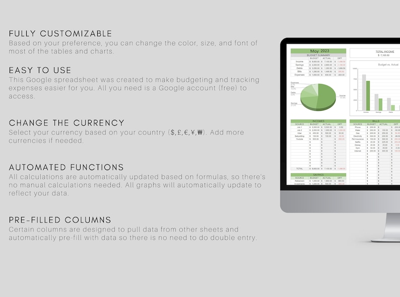 Monthly Budget Spreadsheet Google Sheets, Personal Budget, Budget ...