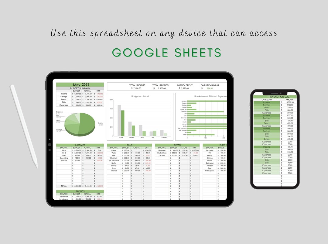 Google Sheets Budget Template, Ultimate Digital Budget Planner ...